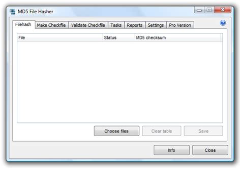 MD5 File Hasher Help Main Window