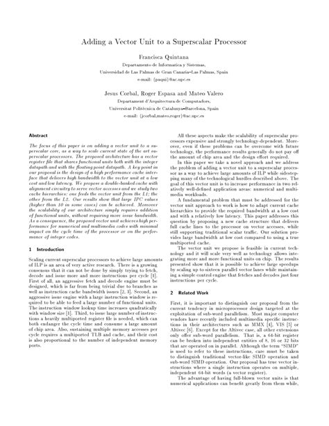 Pdf Adding A Vector Unit To A Superscalar Processor