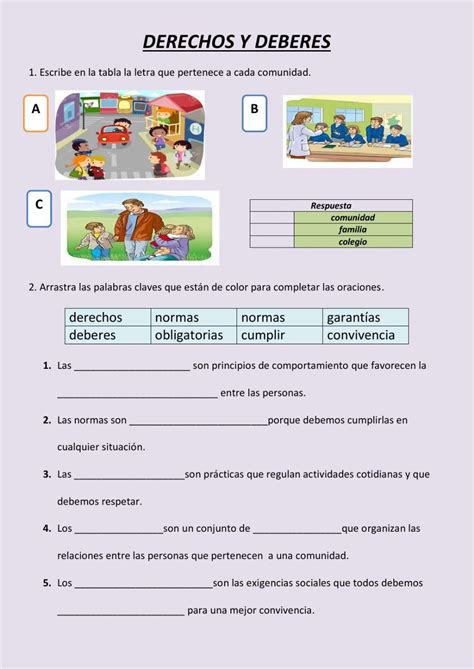 Los Deberes Y Derecho Worksheet Artofit
