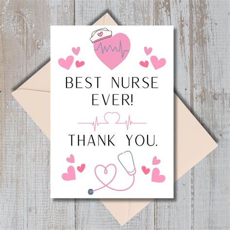 Printable Nurse Thank You Card Nurse Appreciation Week Best Nurse