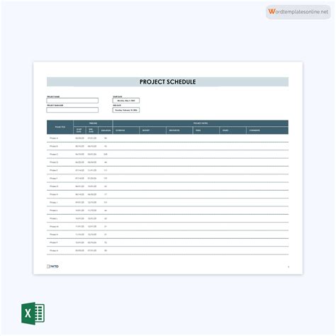 Free Project Schedule Templates For Excel