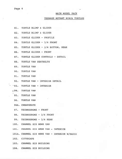 The Sunbow Marvel Archive Tmnt 1987 Model Sheets