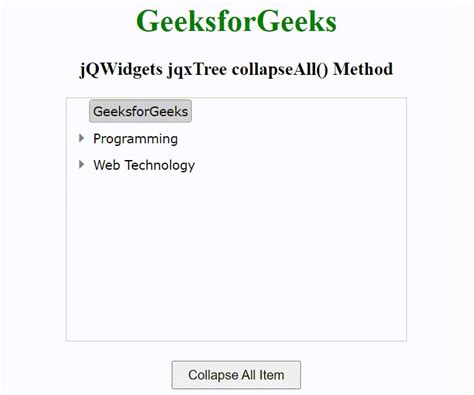 jqwidgets jqxtree collapseall méthode stacklima