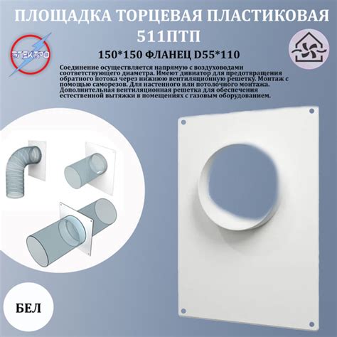 Площадка торцевая пластиковая 150х150 фланец 55х110 - купить по ...