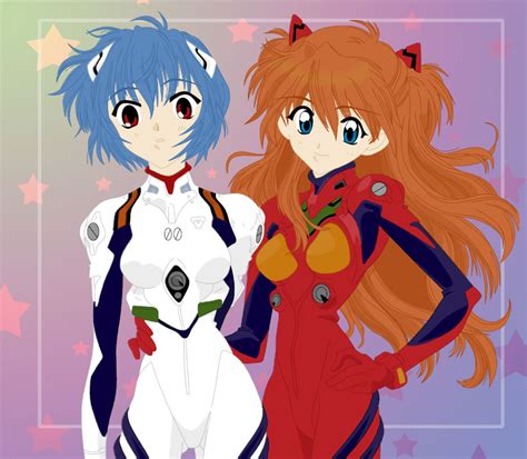 Evangelion Asuka And Rei By Thespywholuvedme On Deviantart