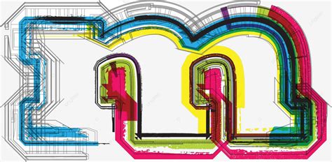 Colorful Grunge Font Letter M Typography Hand Drawn Template Vector Typography Hand Drawn