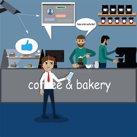 Flat Design Of Good Customer Experience Concept The Owner Using Big