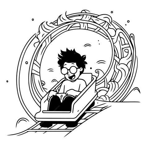 Premium Vector Boy Riding A Roller Coaster Of A Boy In A Roller Coaster
