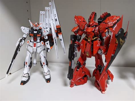 Rg νガンダム＆サザビー【初投稿】｜ラシュバさんのガンプラ作品｜gunsta（ガンスタ）