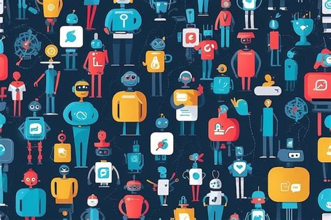Premium Photo Social Media Bots Vector Illustration Fake Accounts In