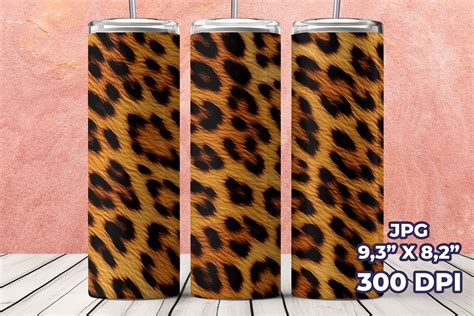 3d Tumbler Wrap Leopard Skin Design Graphic By Fledermausstudio
