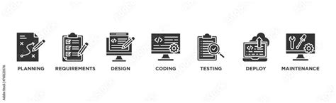 software development life cycle banner web icon vector illustration