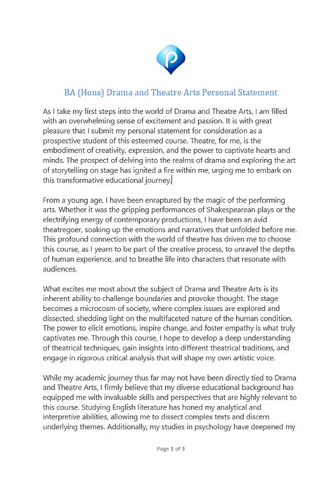 Drama And Theatre Arts Ba Hons Personal Statement
