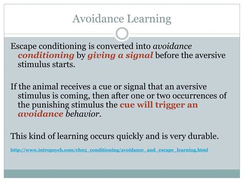 Ppt Reinforcement Punishment Avoidance Learning And Escape