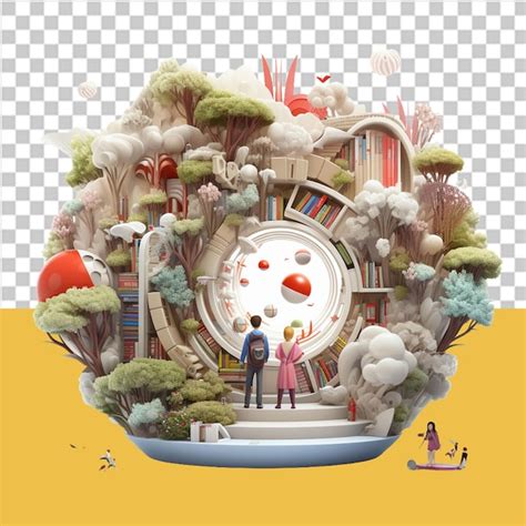 Premium Psd Book Reading Day Png Illustration