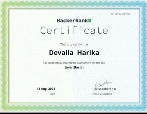 Harika Devalla On Linkedin Java Learning Hackerrank Ciet Cscodenz