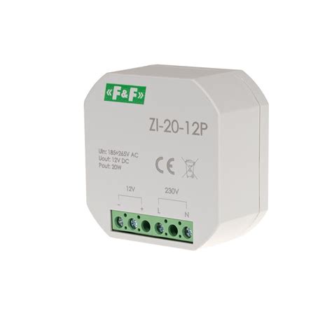 fandf zi 20 12p impulsnetzteil 20w 12v dc für unterputzdose 60mm 27 37