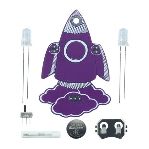 Rocket Pcb Badge With Led And Pin