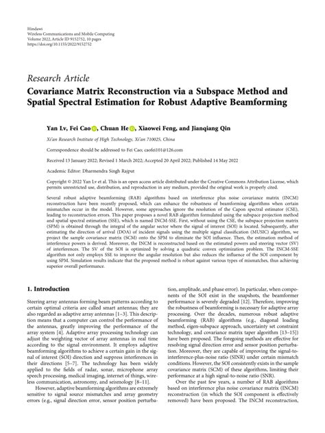pdf covariance matrix reconstruction via a subspace method and