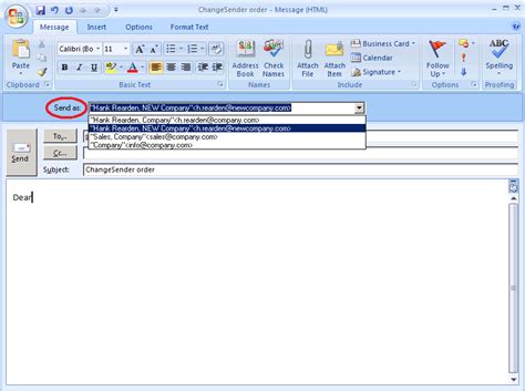 Exchange Send As Outlook Add In Servolutions ChangeSender