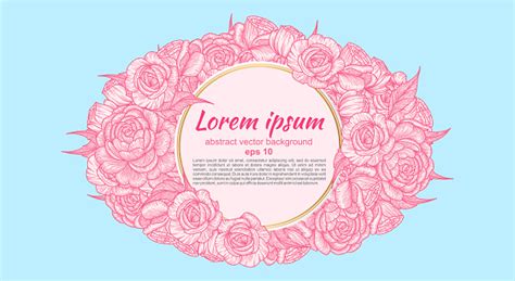장미꽃카드 텍스트 삽입을 위한 플로럴 패턴 및 장소 인사말 카드 또는 결혼식 초대장 벡터 그림입니다 0명에 대한 스톡 벡터 아트