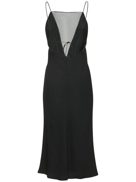 Stella Mccartney Satin Midi Dress W Sheer Insert Stella Mccartney