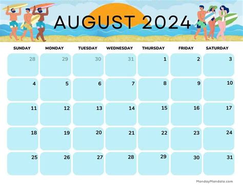 Free Printable Calendar 2024 August With Holidays Printable Calendar
