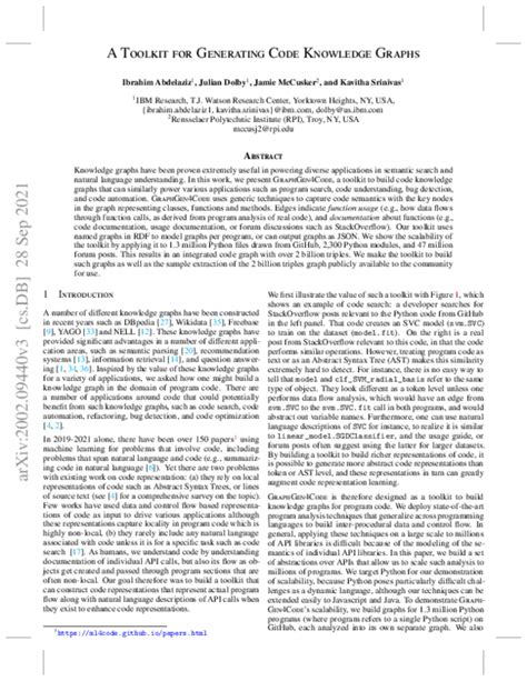 Pdf A Toolkit For Generating Code Knowledge Graphs Julian Dolby