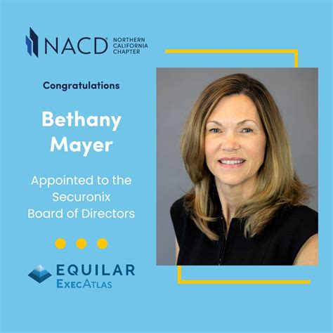 Equilar Alert Congratulations Bethany Mayer On Your Appointment To The Securonix Board Of
