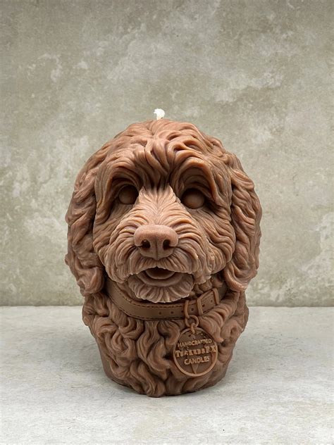 Cockapoo Candle Hand Sculpted Pillar Candle Tuckersfx