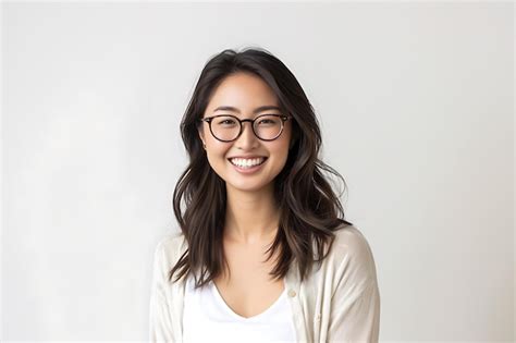 Premium Photo Smiling Asian Woman In Glasses