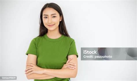 Attractive Beautiful Positive Asian Woman Close Up Portrait Asian Nerdy