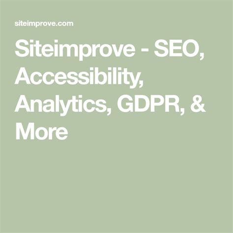Siteimprove Seo Accessibility Analytics Gdpr And More Analytics