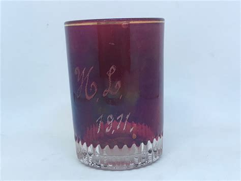 Ruby Red Flash Eapg Antique Etched Souvenir Tumbler Etsy