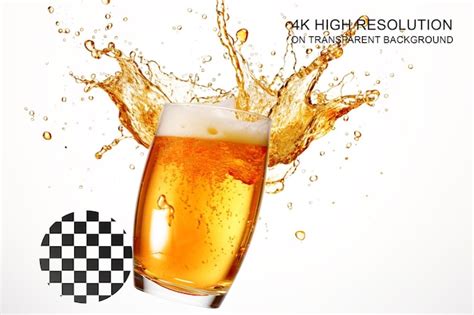 Premium Psd Refreshing Beer Drops Splash Into A Drinking Glass