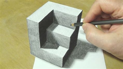 How To Draw Truncated Cube Drawing D Carved Cube On Paper Trick Art Tips Drawings