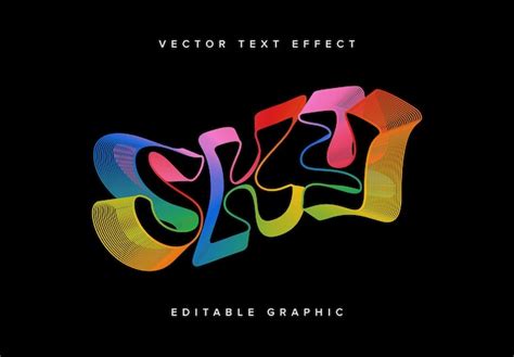 Premium Vector Bright And Colourful Stacked Text Effect Mockup