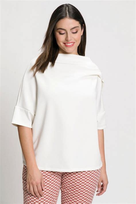 Ulla Popken Sweatshirt Sweatshirt Zierfalten Oversized Stehkragen Halbarm« Online Kaufen Otto