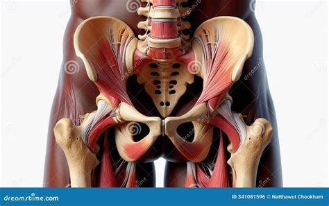 Detailed Human Anatomy Of Pelvis And Muscles Stock Illustration