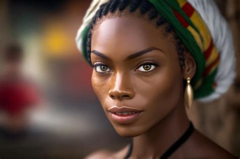 Premium Ai Image Portrait Of A Beautiful African Woman Neural Network Ai Generated
