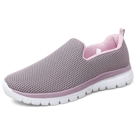 Womens Breathable Slip On Walking Shoes With High Elastic Arch Support