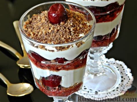 Рецепт: Десерт "Черный лес" с вишней на RussianFood.com