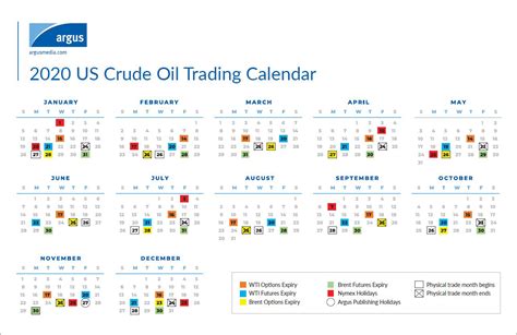 Argus Holiday Calendar