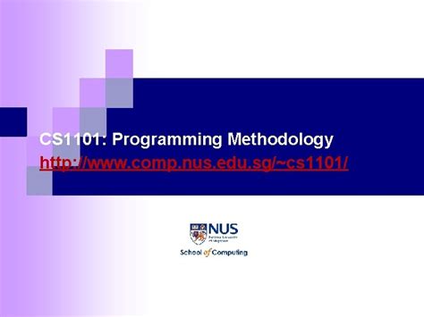 CS 1101 Programming Methodology Comp Nus