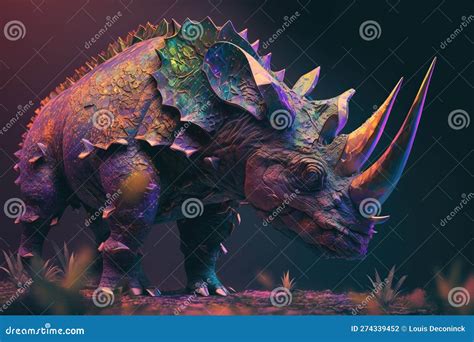 Xenoceratops Dinosaur Cartoon Colored Clipart Vector Illustration 244320154