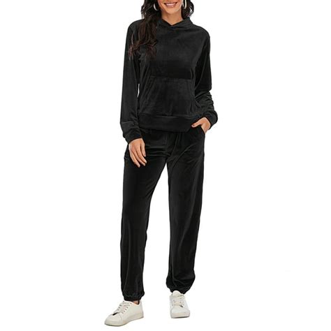 Youloveit Womens Plus Size Velour Tracksuits Zip Uppullover Hoodie