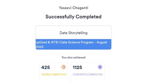 Completed Data Storytelling Module At Upgrad And Iiit Yasasvi