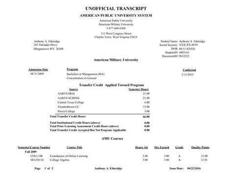 Amu Transcript Pdf
