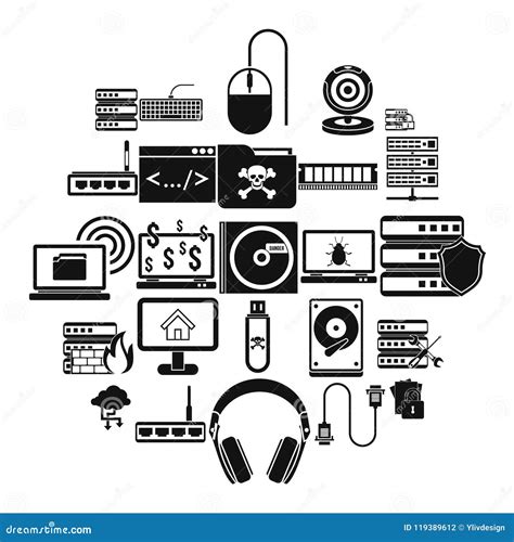 Command Line Icons Set Simple Style Stock Vector Illustration Of