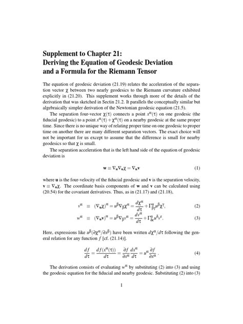 Deriving The Equation Of Geodesic Deviation Pdf Metric Geometry Mathematical Physics